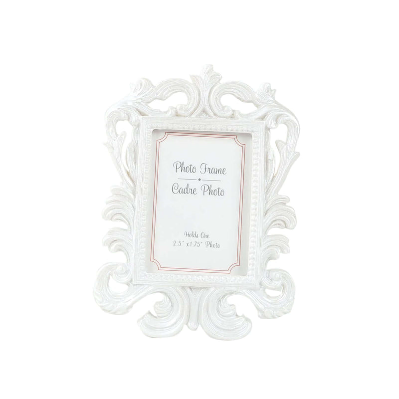 Resin Baroque Rectangle Picture Frame White 4"x3" by TableclothsFactory.com