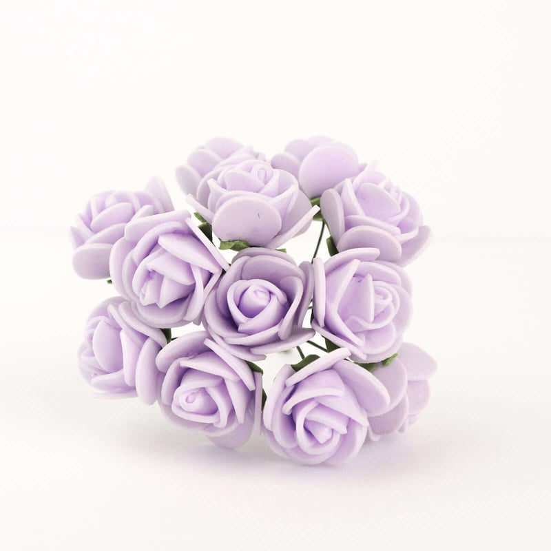 48 Purple Foam Rose Buds | TableclothsFactory