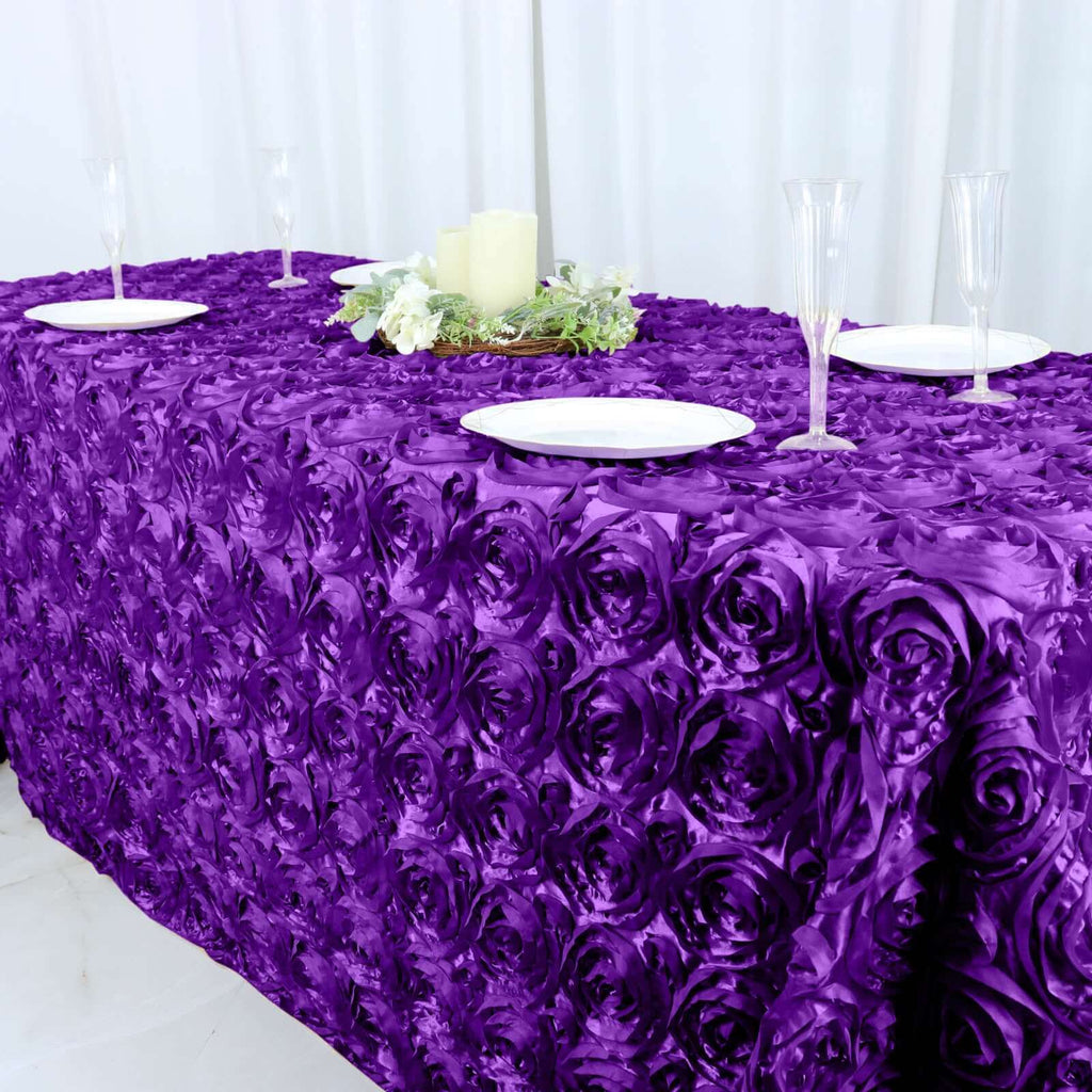 Rosette Tablecloth 90"x132" Purple | TableclothsFactory