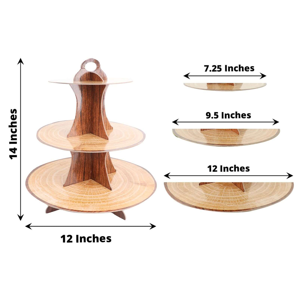 3-Tier Cardboard Cupcake Stand 14" Natural | TableclothsFactory