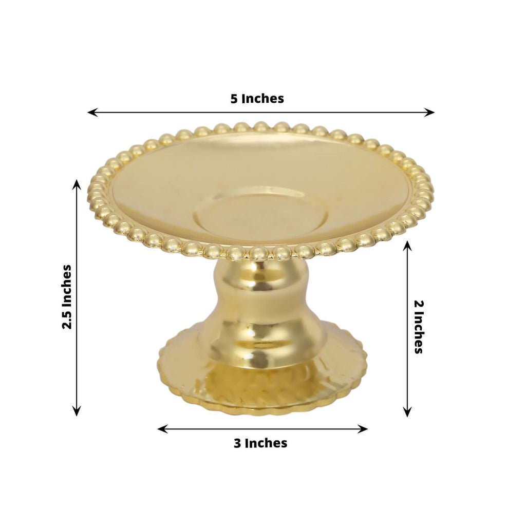 Mini Pedestal Cupcake Stands Gold 5" | TableclothsFactory