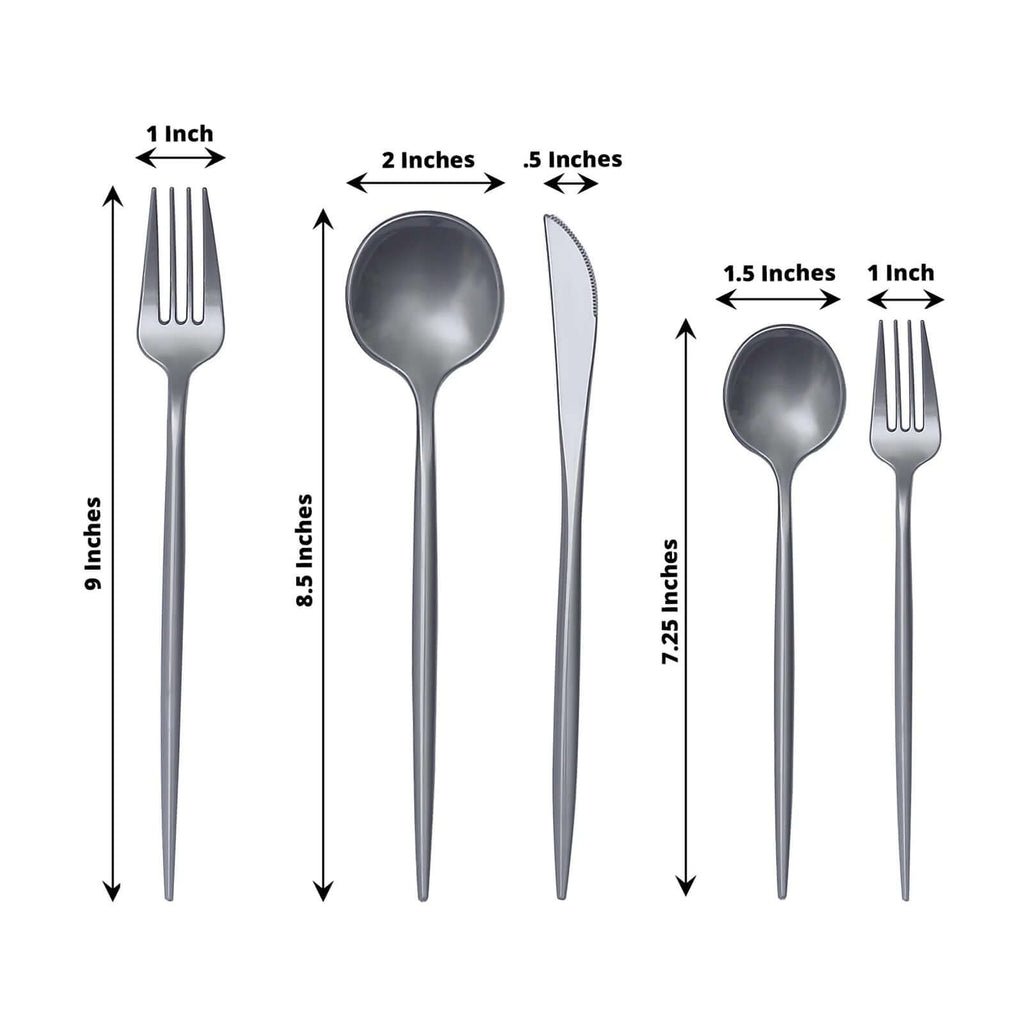 50 Pack Silver Heavy Duty Plastic Silverware Set | TableclothsFactory