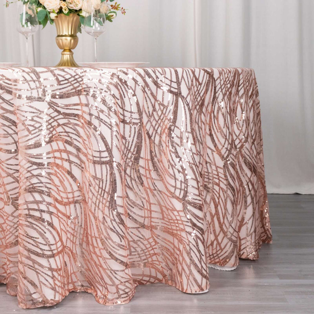 Sequins Tablecloth 120" Rose Gold | TableclothsFactory