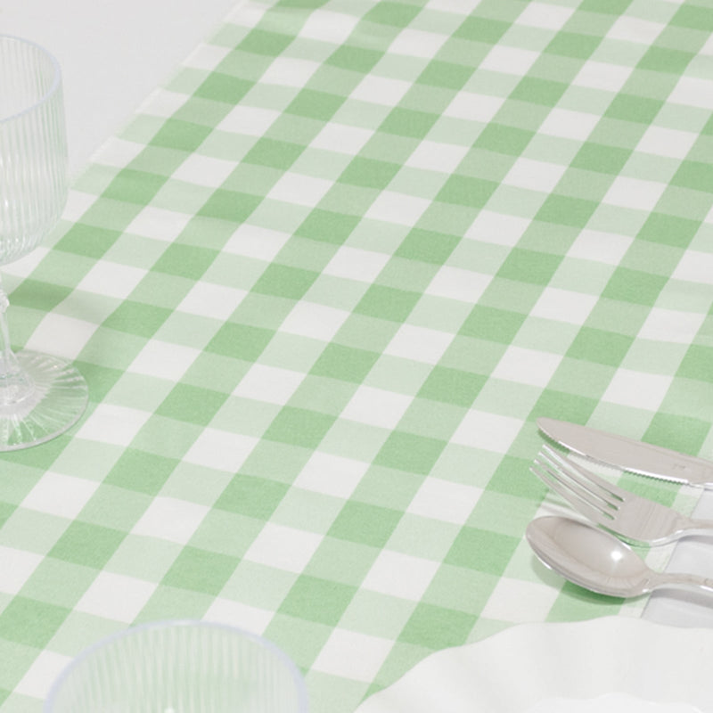 Gingham Table Runner 14"x108" Green/White | TableclothsFactory