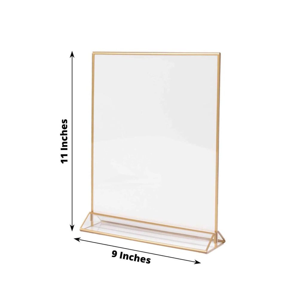 Clear/Gold Rim Acrylic Frame Sign Holders 9"x11" | TableclothsFactory