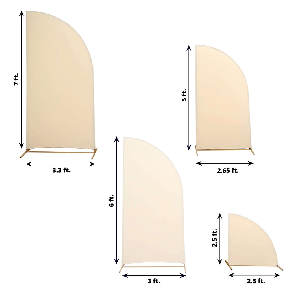 Matte Beige Spandex Half Moon Backdrop Covers | TableclothsFactory