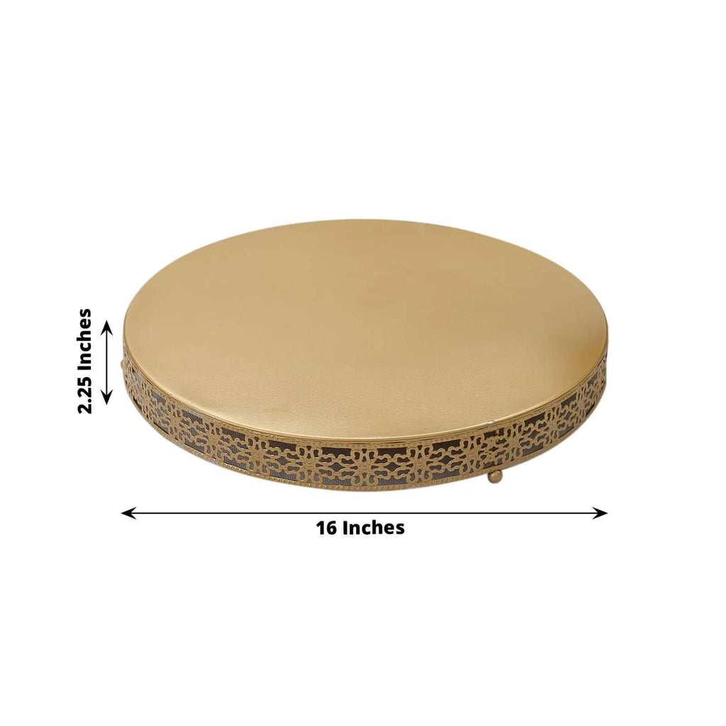Gold Fleur De Lis Pedestal Cake Stand 16" | TableclothsFactory