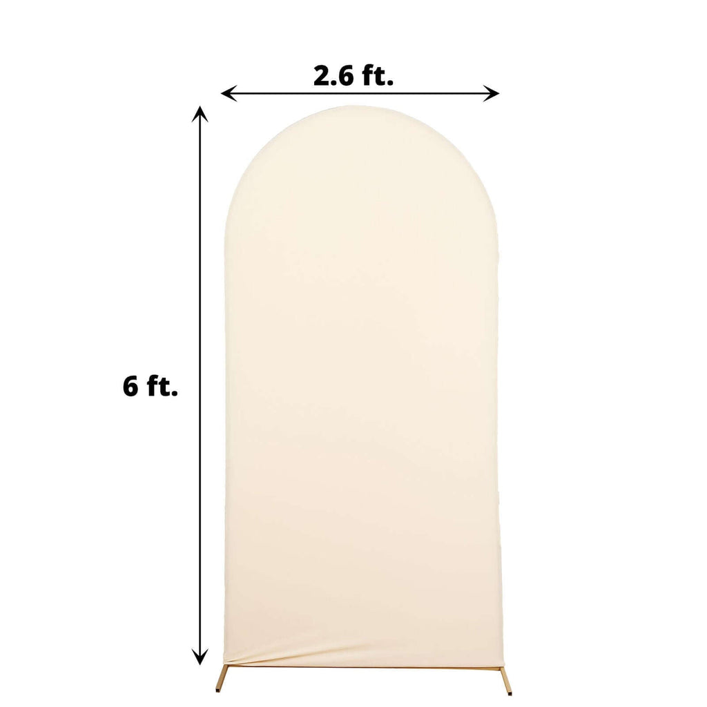 6ft Matte Beige Spandex Backdrop Stand Cover | TableclothsFactory