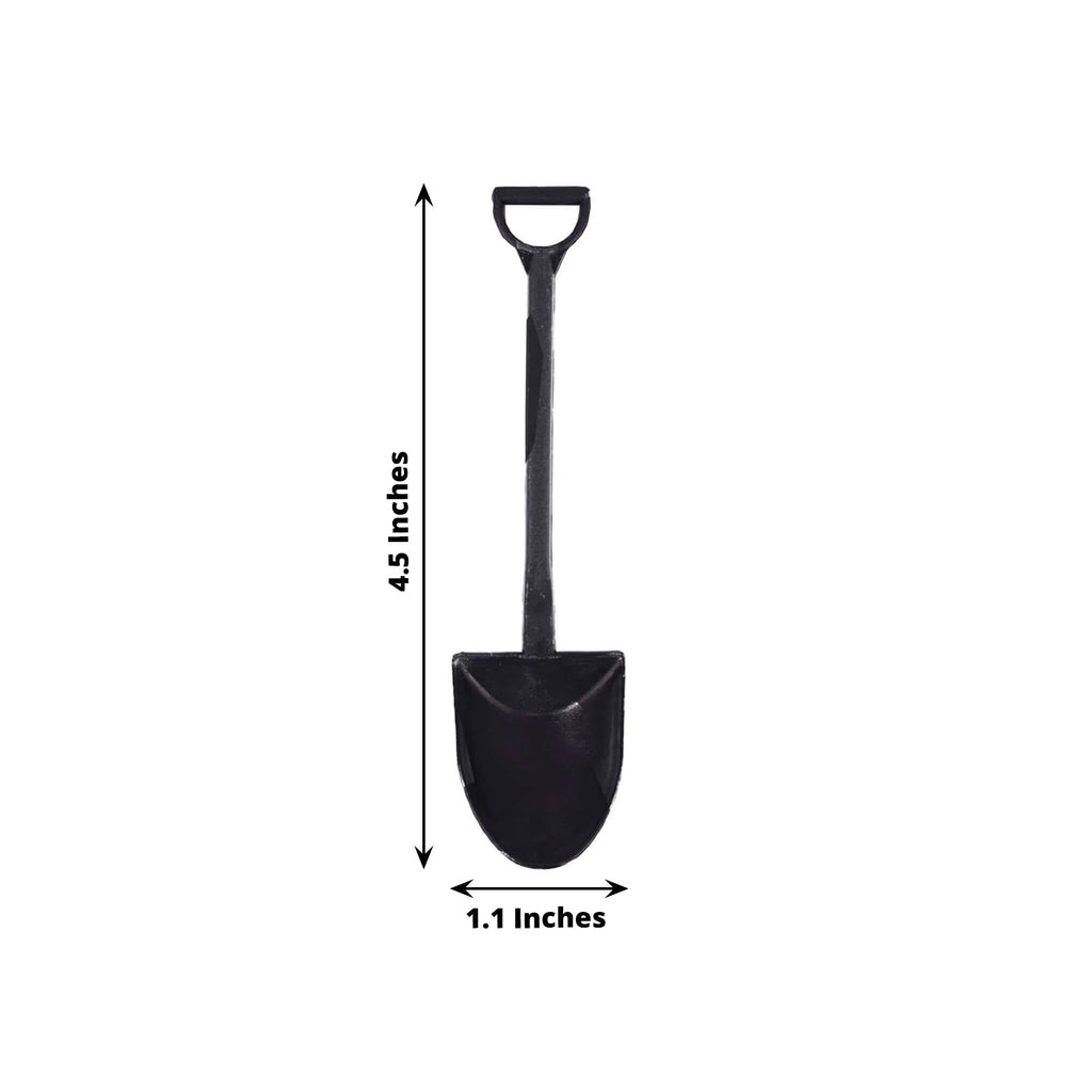 Plastic Dessert Spoons 4.5" Black Mini Shovel Design | TableclothsFactory