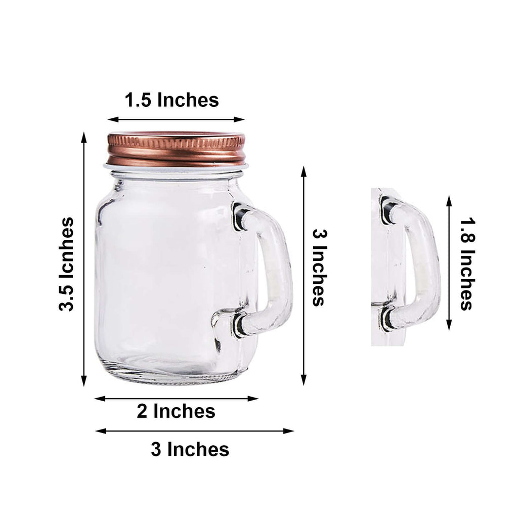 Clear Glass Mason Jars Clear with Rose Gold Handles 4oz ...
