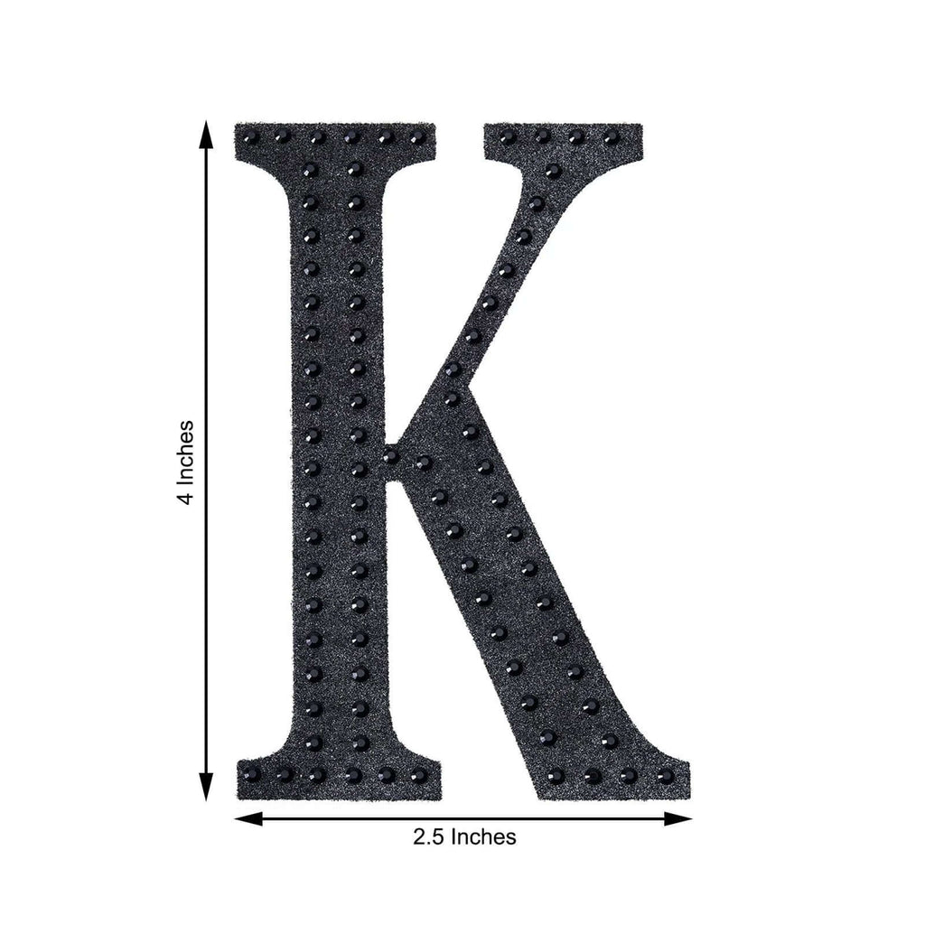 4" Rhinestone Sticker Letters "K" Black | TableclothsFactory
