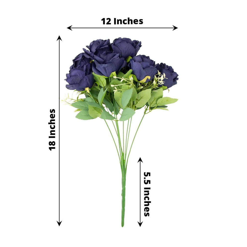 Navy Blue Artificial Rose Bouquet | TableclothsFactory