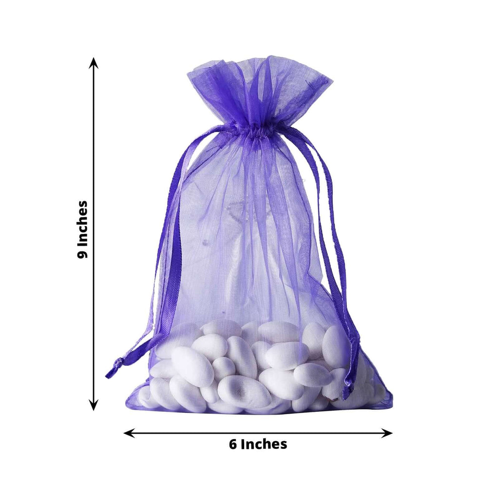 Purple Organza Drawstring Gift Bags 10 Pack | TableclothsFactory