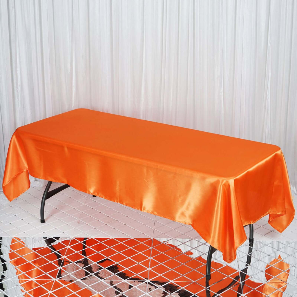 Satin Rectangle Tablecloth 60"x102" Orange | TableclothsFactory