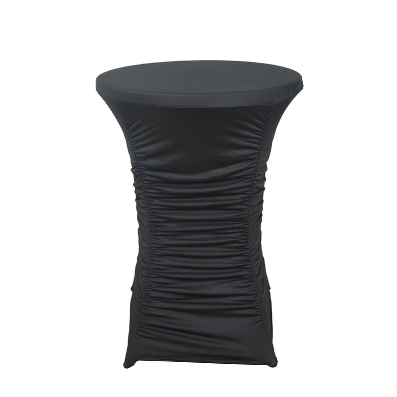 Ruched Spandex Cocktail Table Cover 32" White | TableclothsFactory