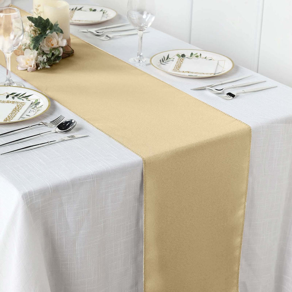 Polyester Table Runner 12"x108" Champagne | TableclothsFactory