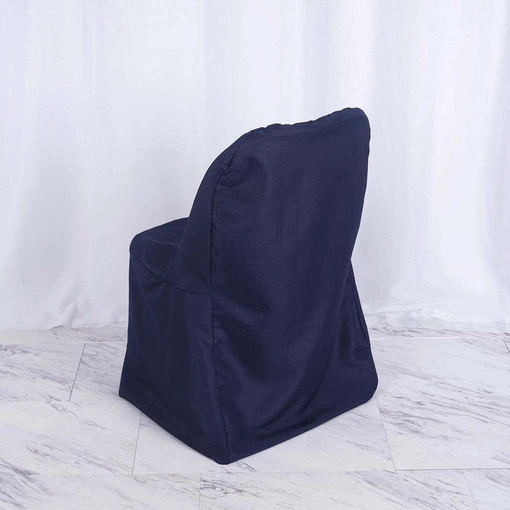 Polyester Folding Chair Cover Navy Blue | TableclothsFactory