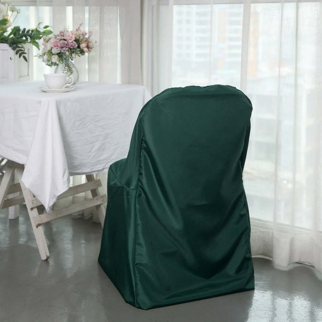 Polyester Folding Chair Cover Emerald Green | TableclothsFactory