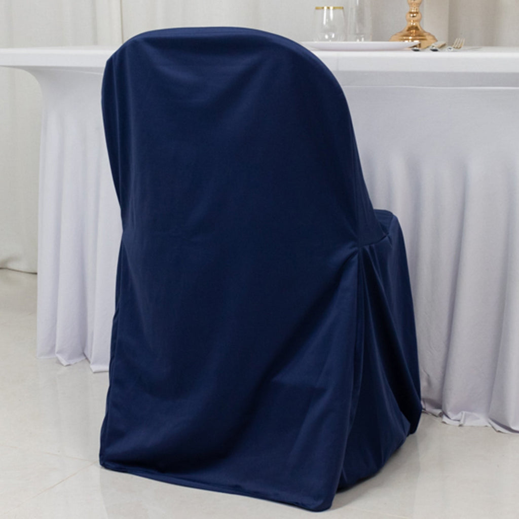 Premium Navy Blue Scuba Chair Cover | TableclothsFactory