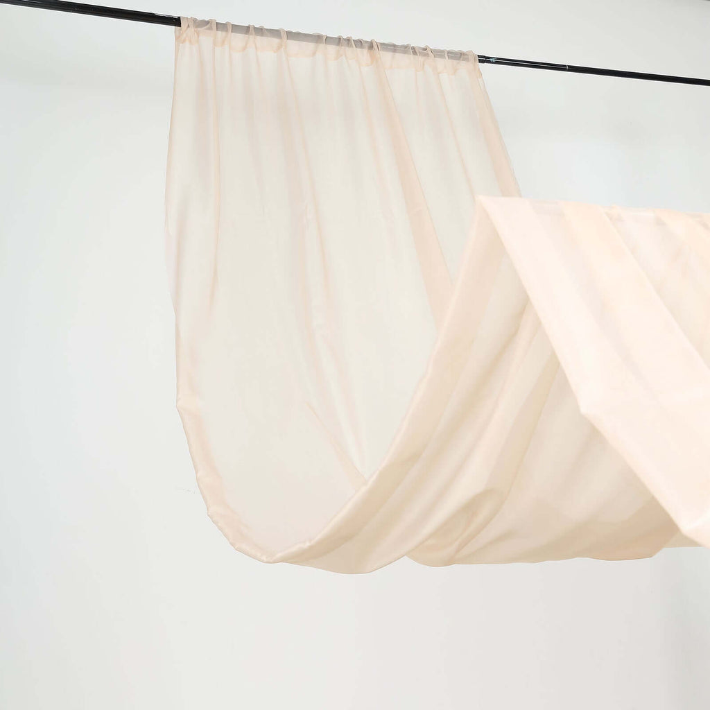Nude Sheer Fire Retardant Ceiling Drape 10ftx20ft | TableclothsFactory