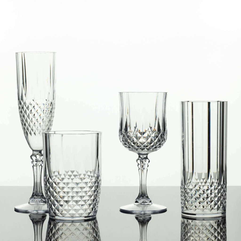 Crystal Cut Wine Goblets Clear 8oz | TableclothsFactory