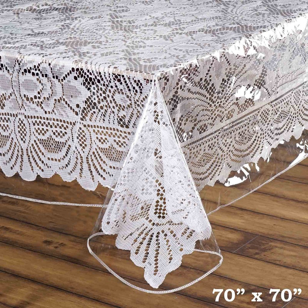 Vinyl Square Tablecloth 70"x70" Clear | TableclothsFactory