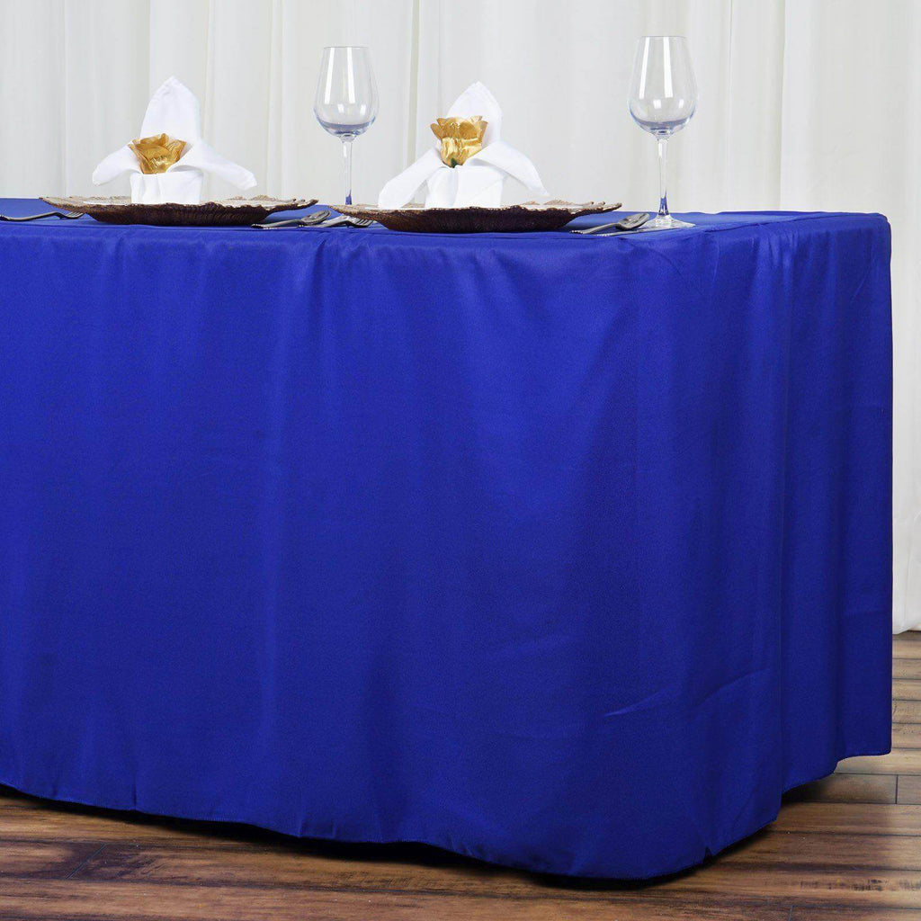 Fitted Polyester Tablecloth 96"x30" Royal Blue | TableclothsFactory