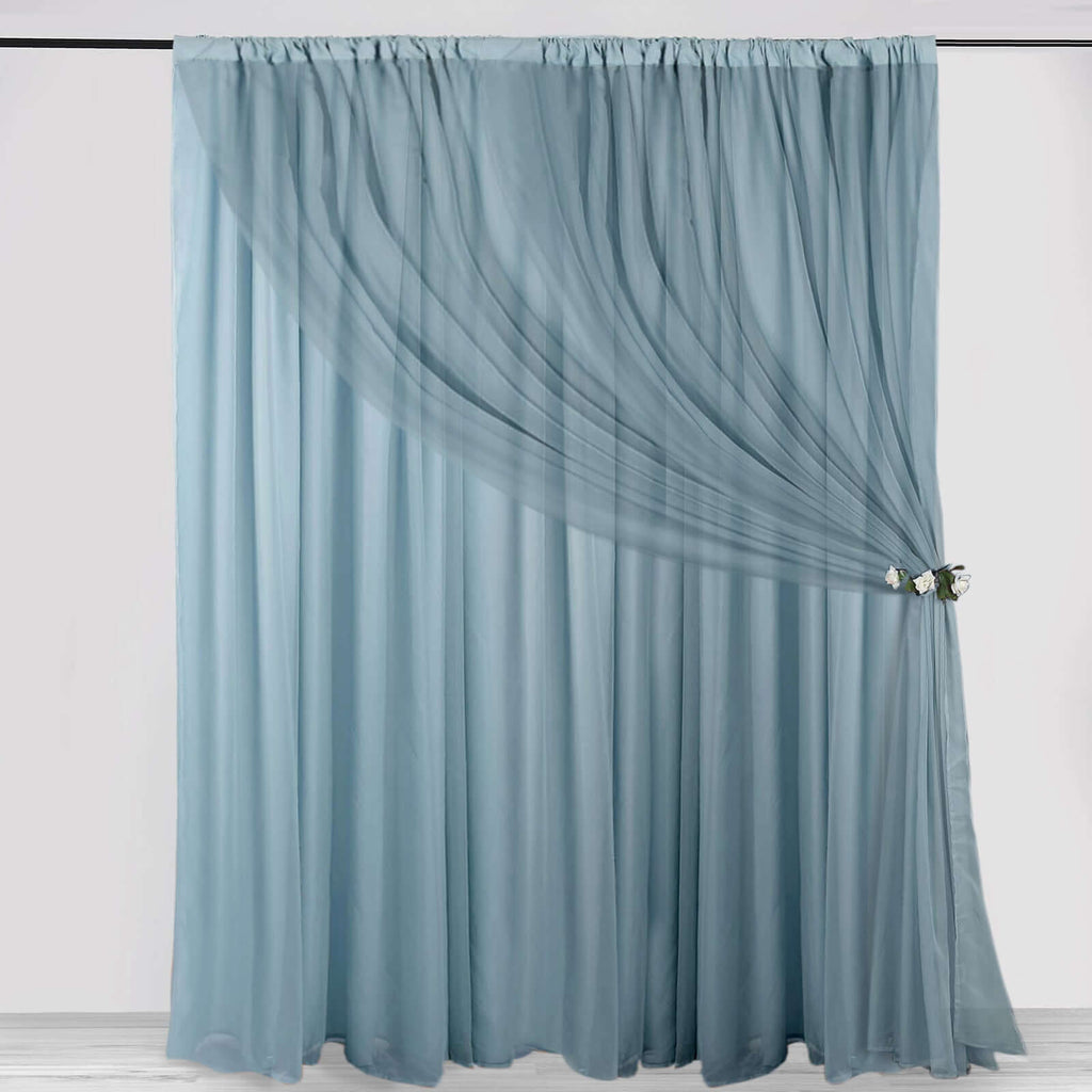 Dusty Blue Chiffon Curtain Drapes 10ftx10ft | TableclothsFactory