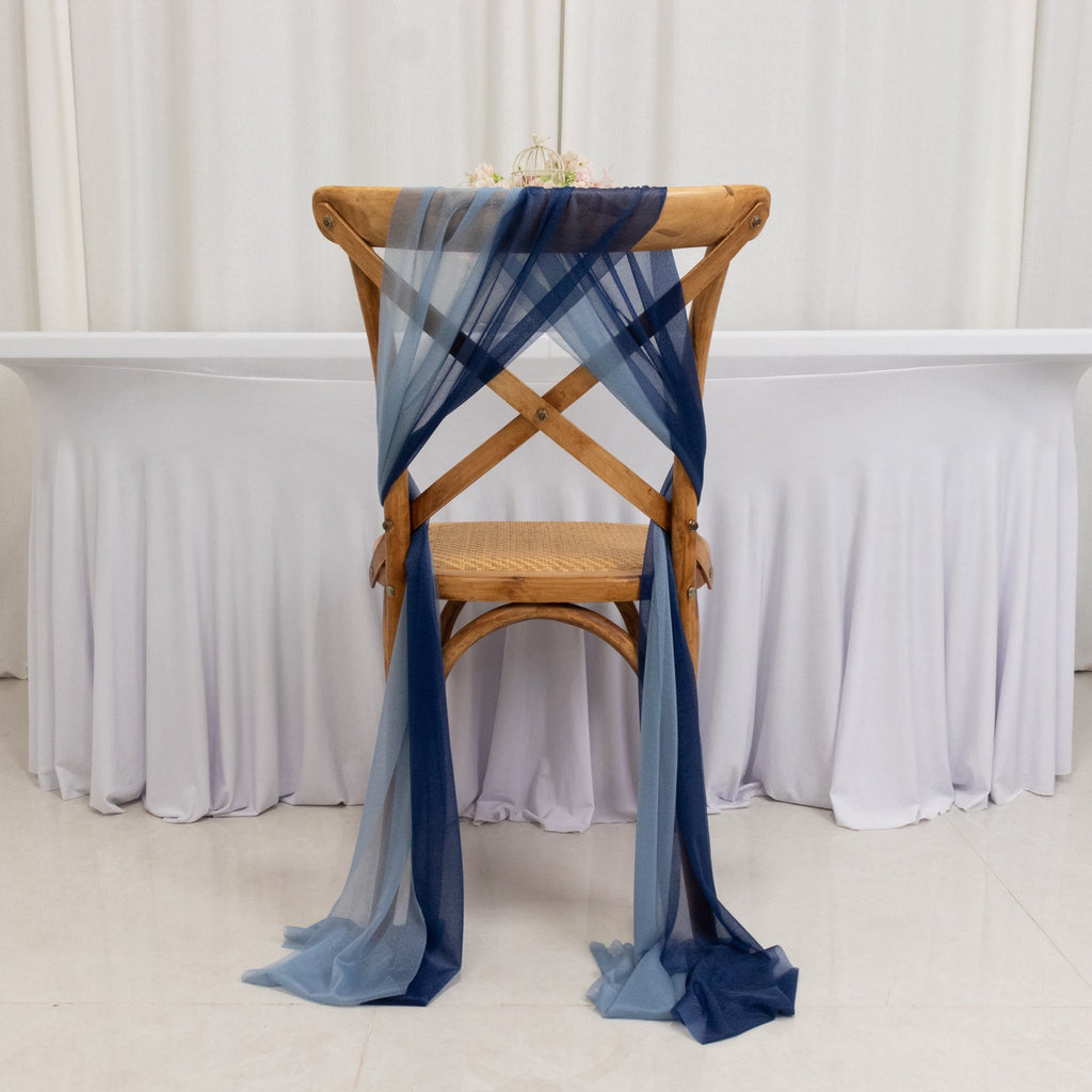 20-Pack Sheer Chair Drape Decor in Navy Blue and Dusty Blue – 9ft Shim