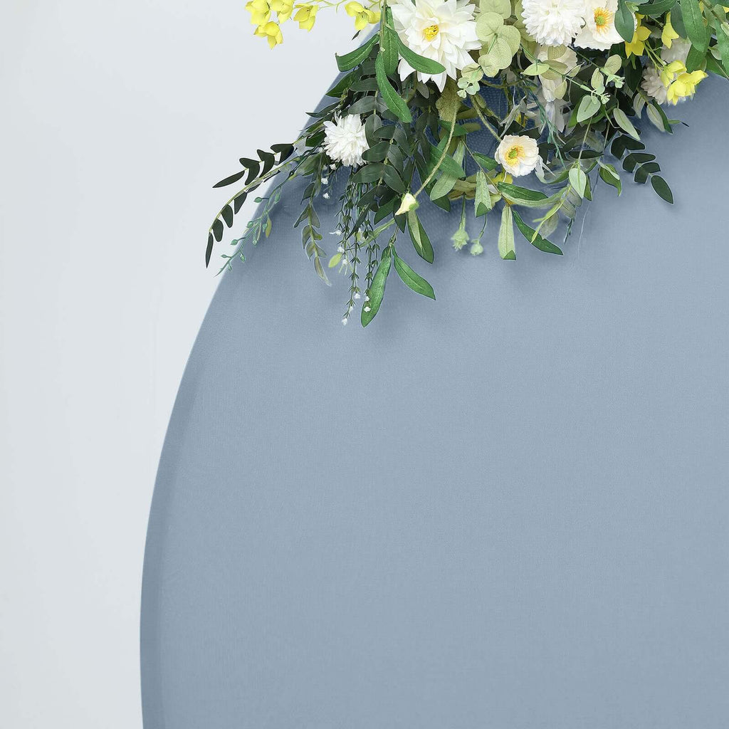 7.5ft Dusty Blue Round Spandex Backdrop Cover | TableclothsFactory