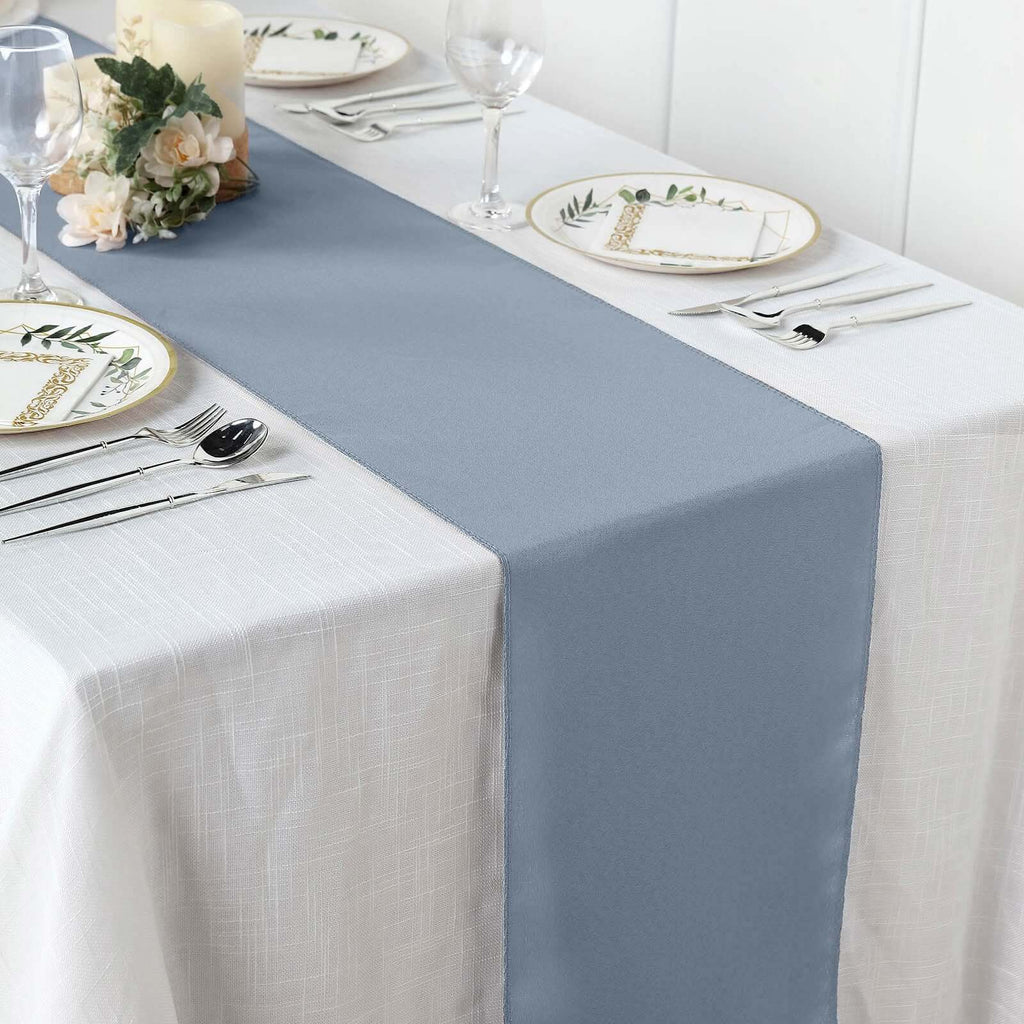 Polyester Table Runner 12"x108" Dusty Blue | TableclothsFactory