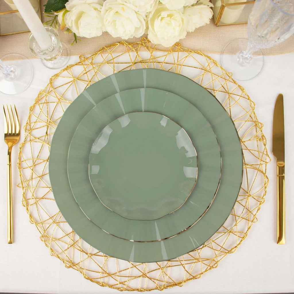 Ruffled Rim Plastic 6" Salad Plates Dusty Sage Green/Gold ...