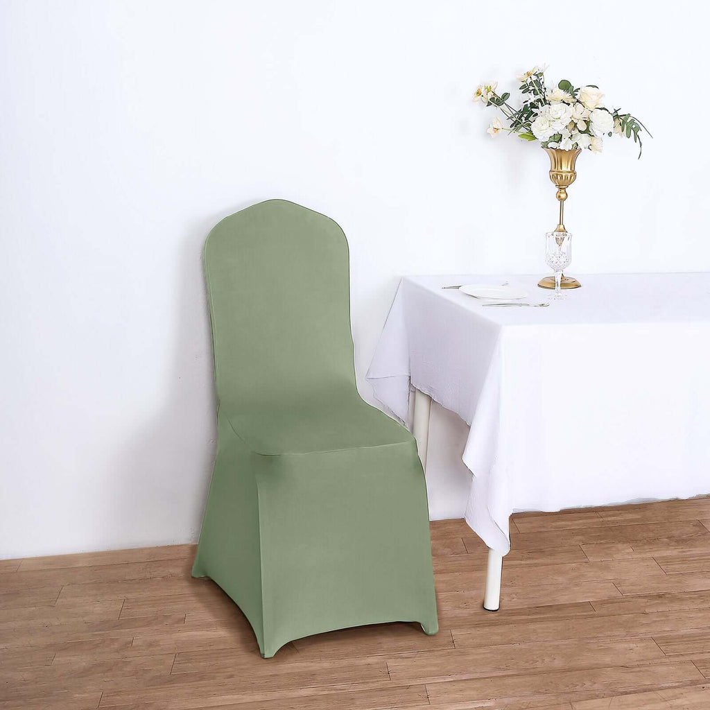 Spandex Banquet Chair Cover Dusty Sage Green | TableclothsFactory
