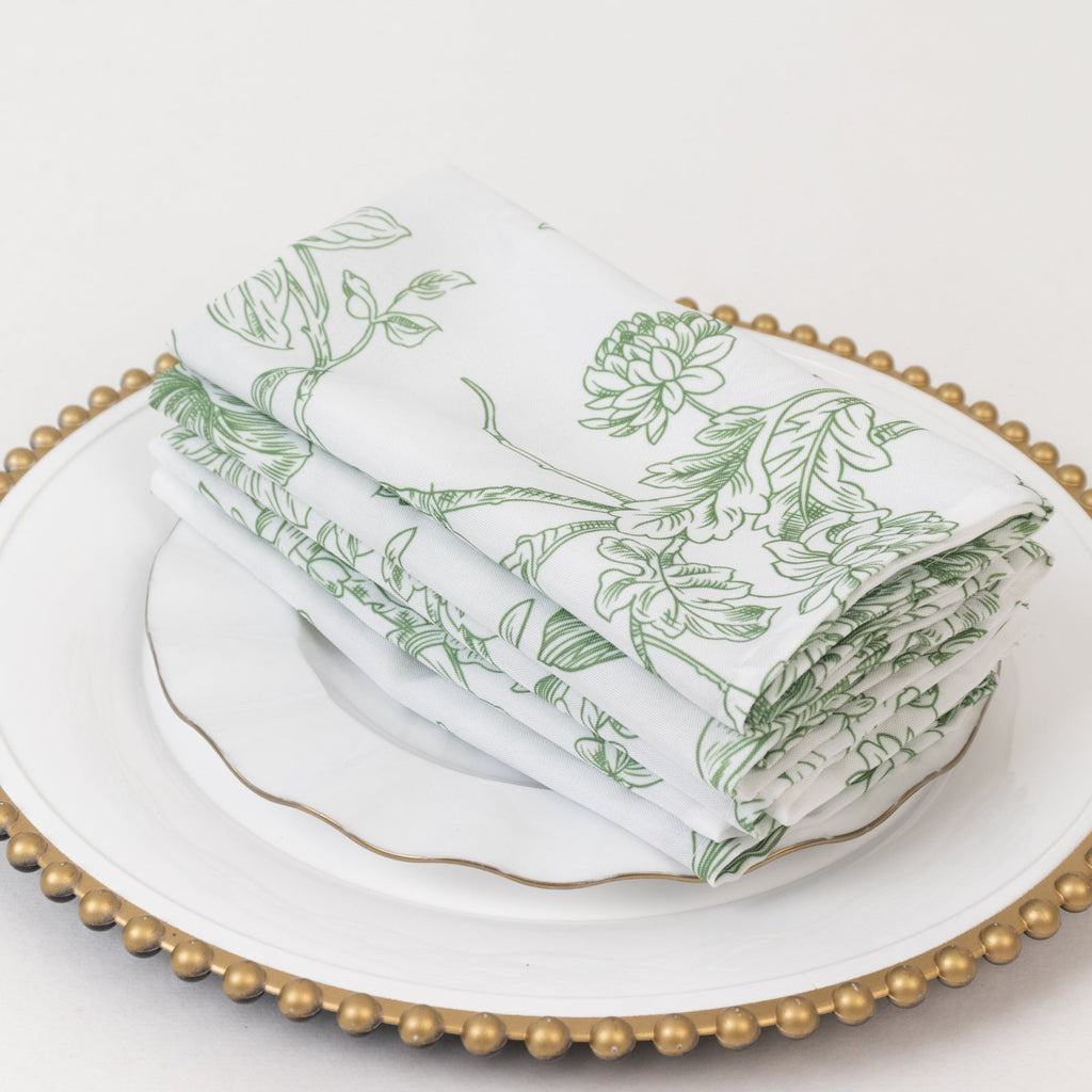 Toile Polyester Cloth Napkins Sage | TableclothsFactory