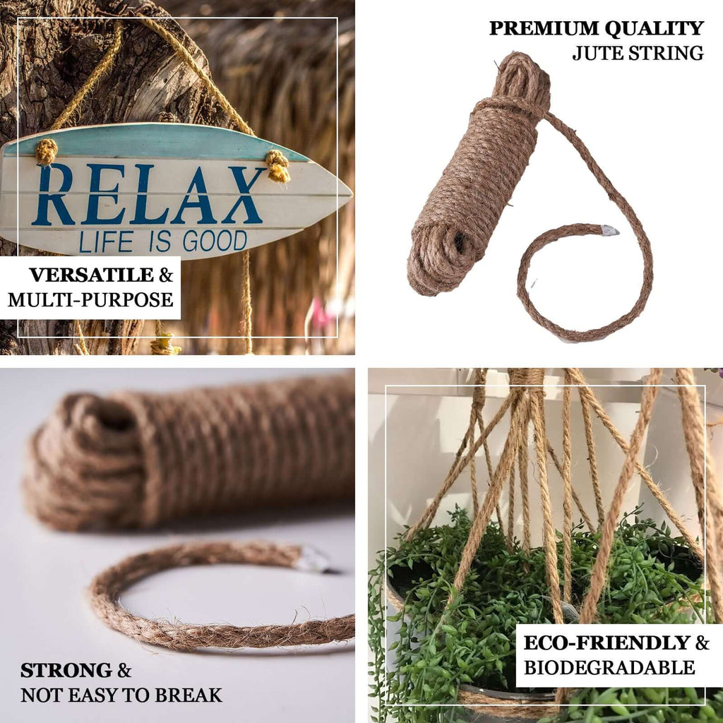 33ft Natural Jute Rope Twine String | TableclothsFactory
