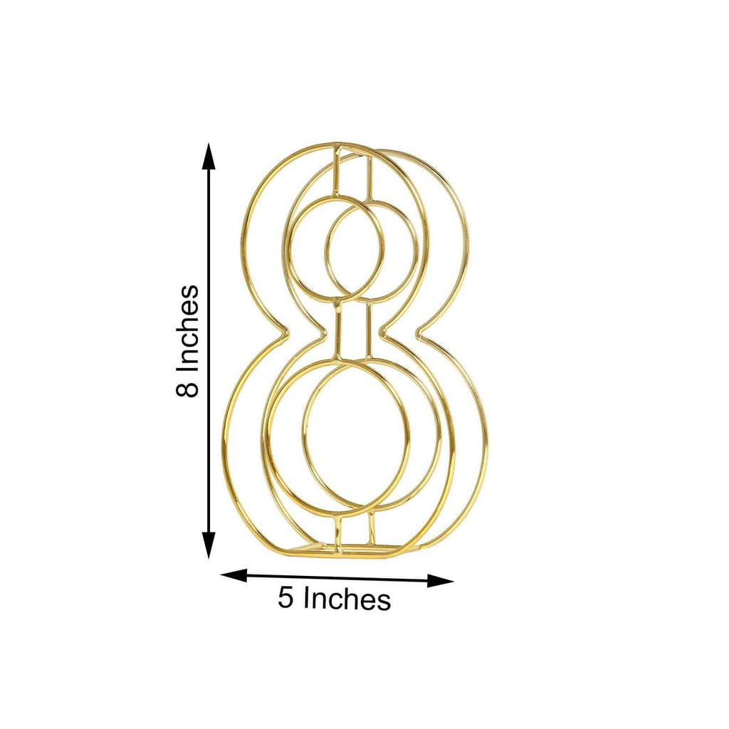 Gold 8" Tall 3D Metal Wire Wedding Table Numbers | TableclothsFactory