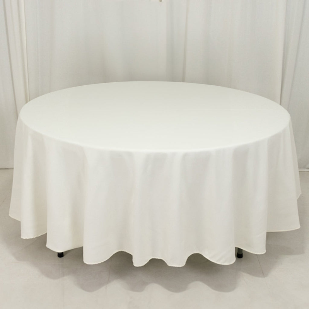 Cotton Blend Round Tablecloth 108" Ivory | TableclothsFactory