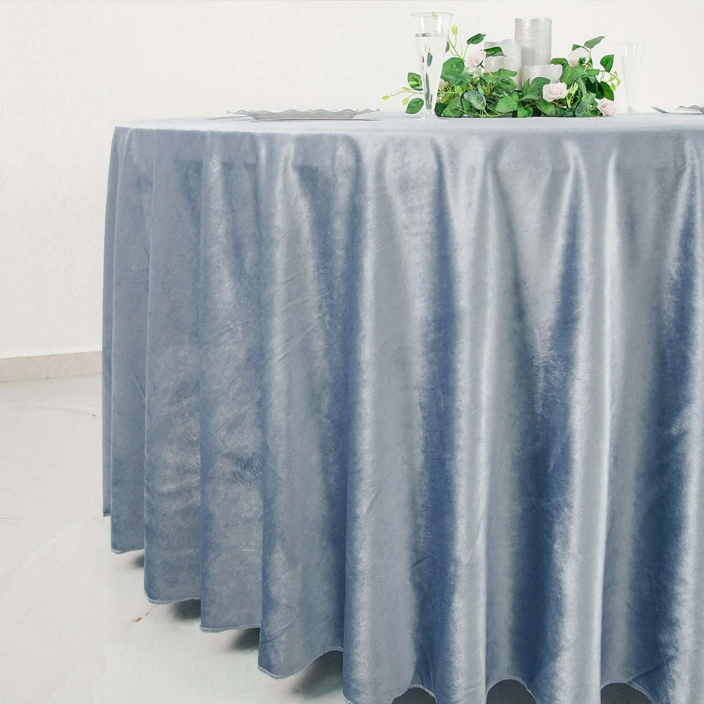 Velvet Tablecloth 120" Dusty Blue | TableclothsFactory
