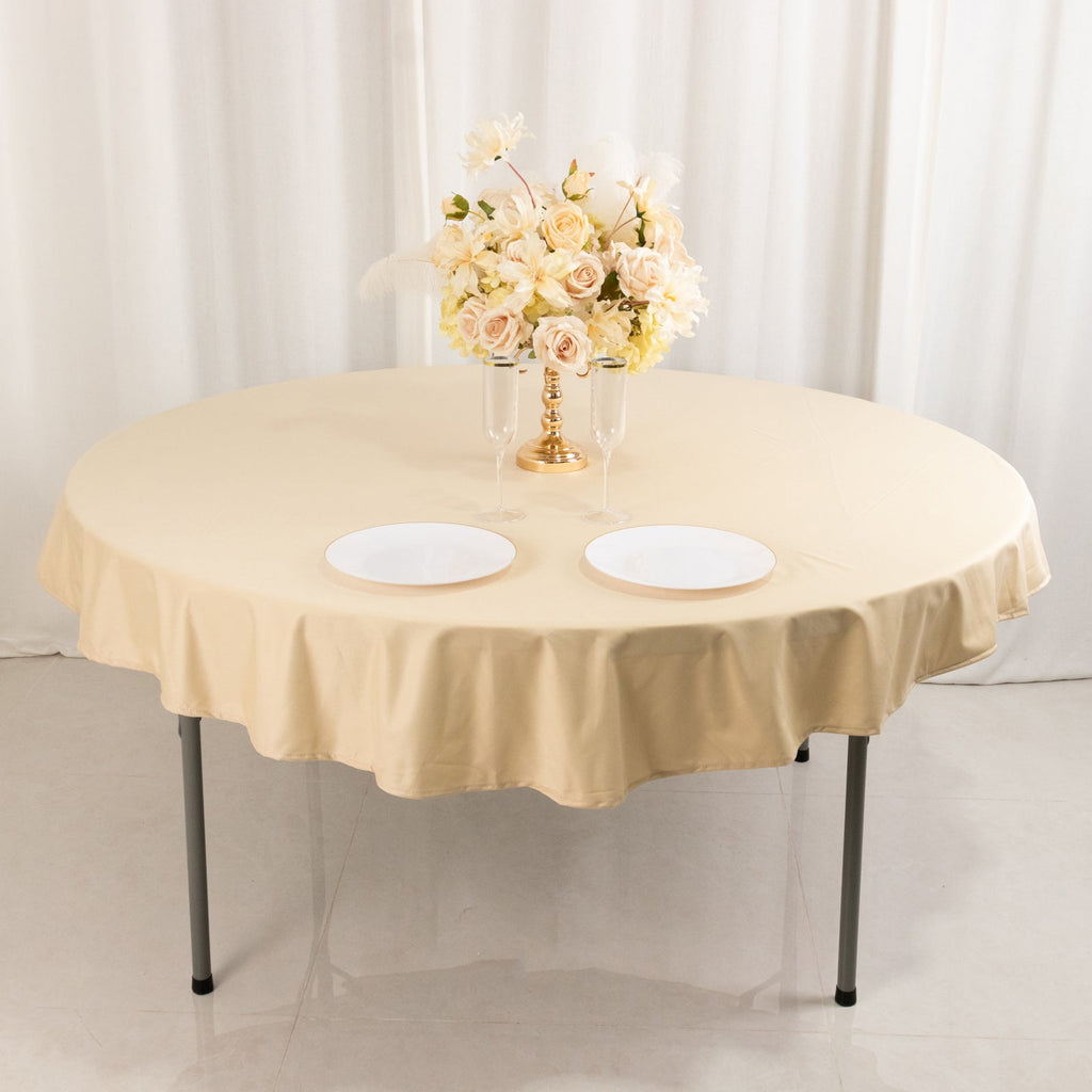 Polyester Tablecloth 120" Beige | TableclothsFactory