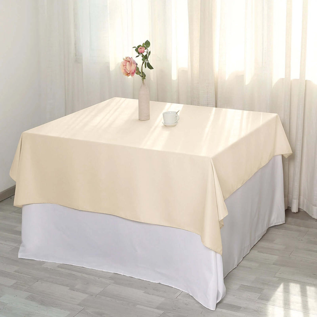 Polyester Tablecloth 54"x54" Beige | TableclothsFactory