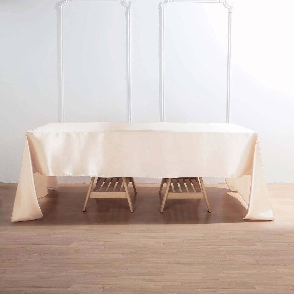 Satin Rectangle Tablecloth 60"x126" Beige | TableclothsFactory