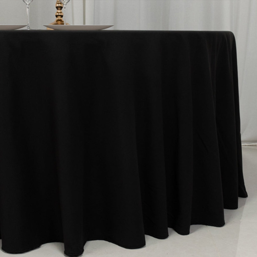 Cotton Blend Round Tablecloth 120" Black | TableclothsFactory
