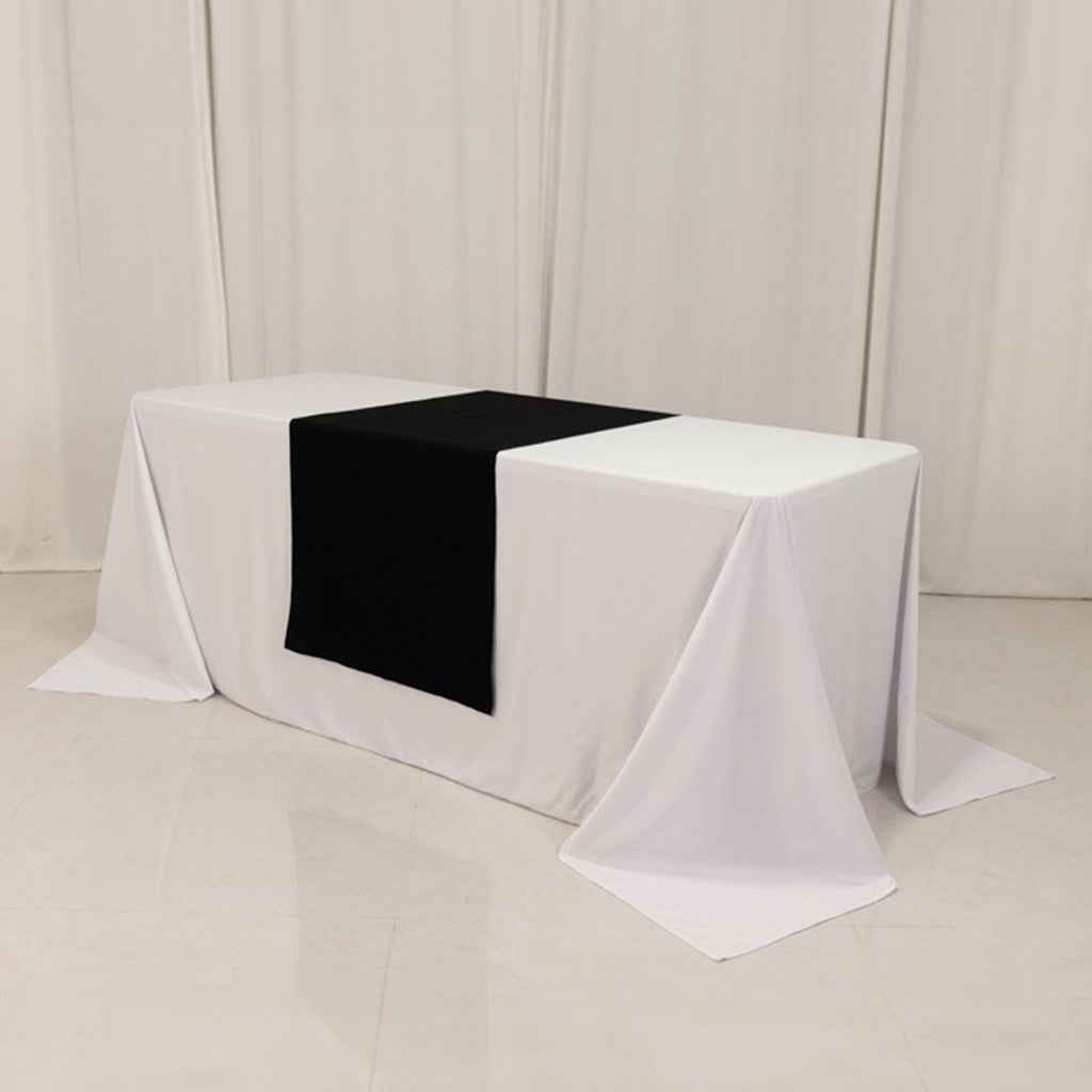 Premium Polyester Table Runner 24"x72" Black | TableclothsFactory