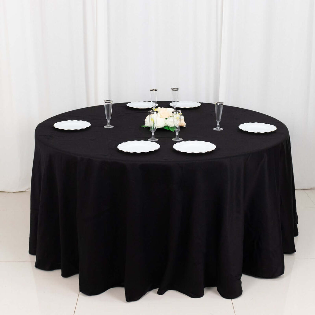 100% Cotton Round Tablecloth 120" Black | TableclothsFactory