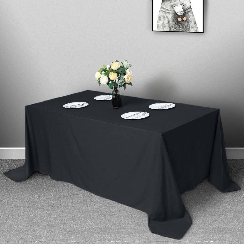 Polyester Tablecloth 90"x132" Black | TableclothsFactory