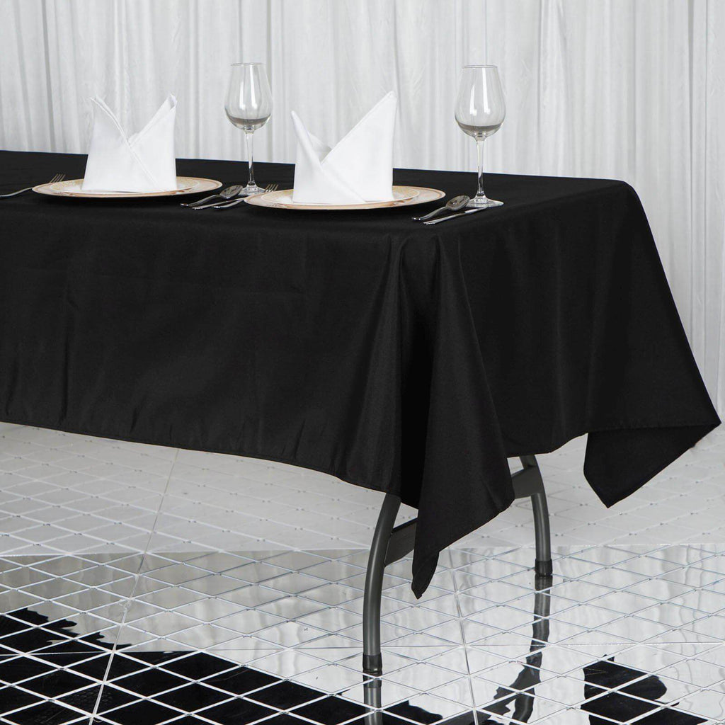 Premium Polyester Tablecloth 60"x102" Black | TableclothsFactory