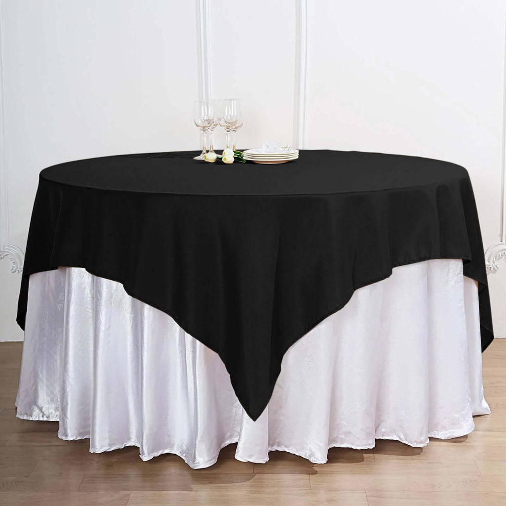 Premium Polyester Overlay 70"x70" Black | TableclothsFactory
