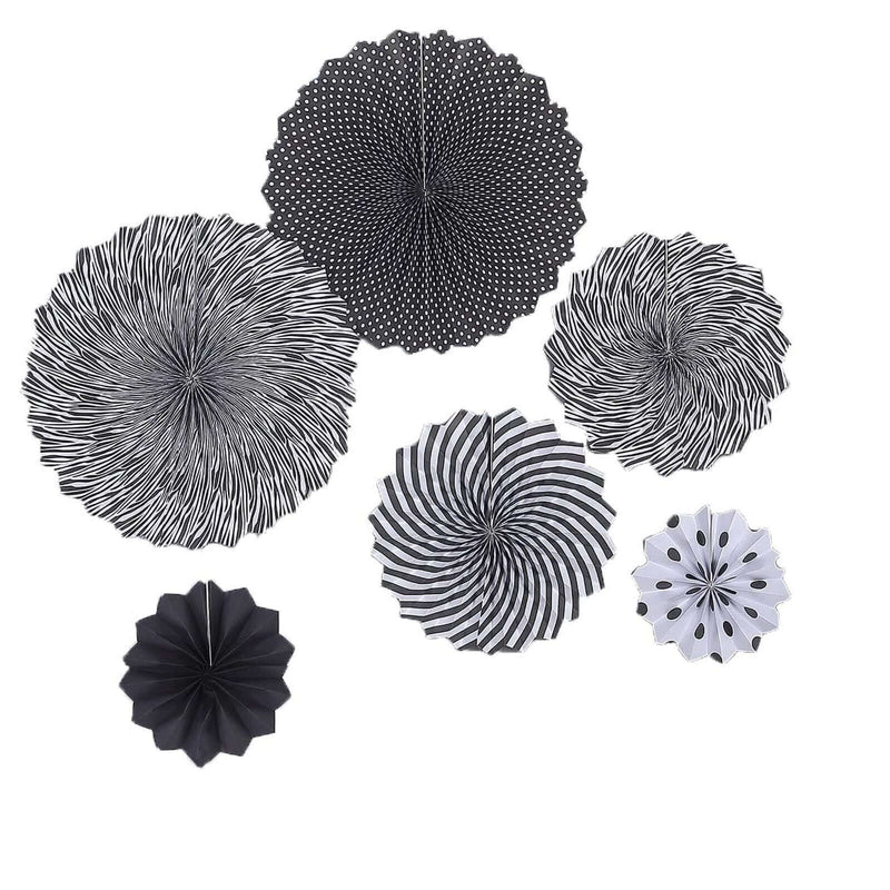 Yellow Hanging Paper Fan Decorations Set of 6 | TableclothsFactory