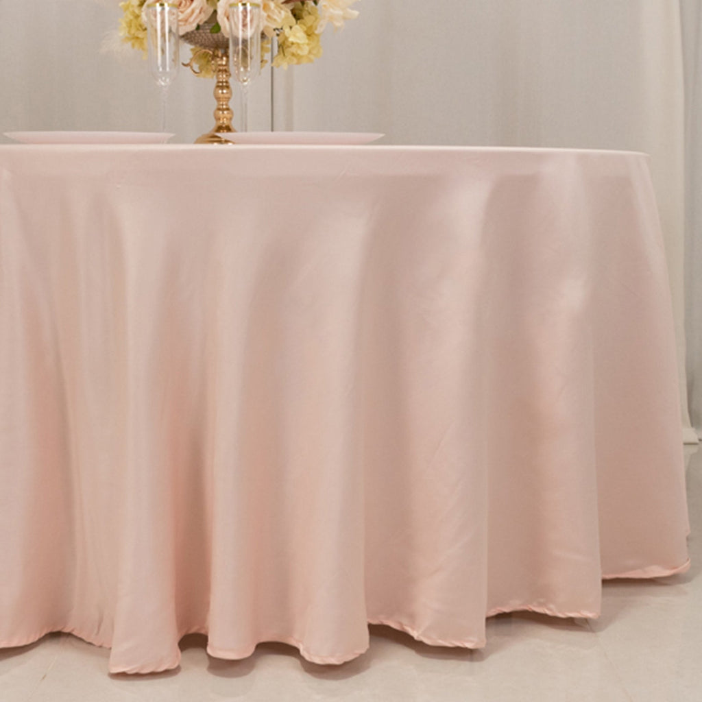 Lamour Satin Round Tablecloth 120" Blush | TableclothsFactory