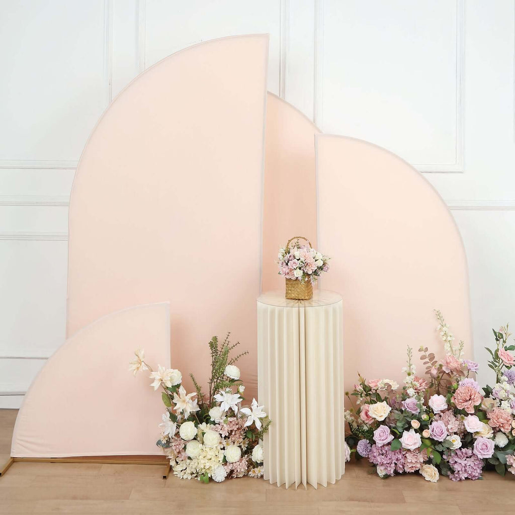 Matte Blush Spandex Half Moon Backdrop Covers | TableclothsFactory